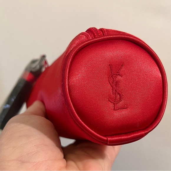Yves Saint Laurent | Bags | Vintage Ysl Red Satin Makeup Pouch With ...